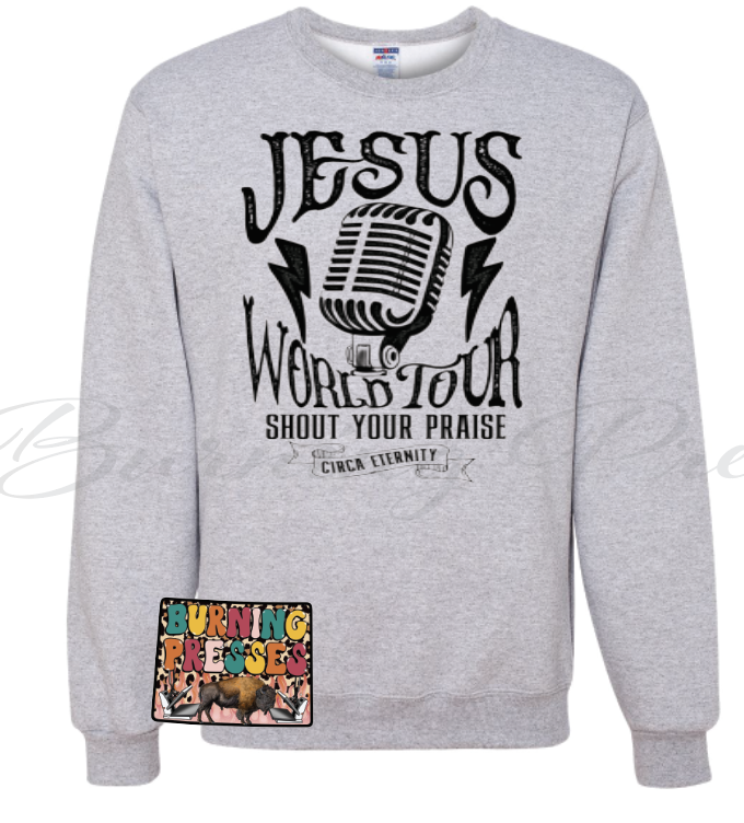 1182 Jesus World Tour in black DTF/Sublimation Transfer – Burning Presses