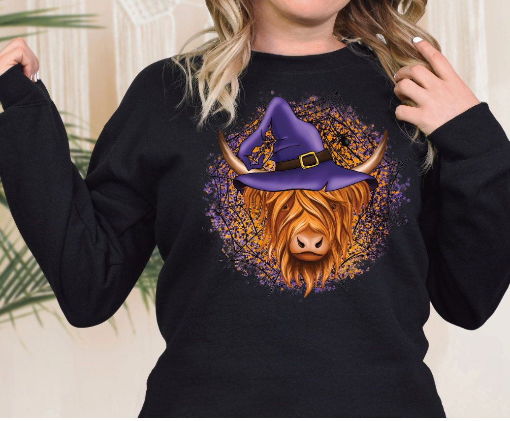 Highland cow witch DTF Transfer – Burning Presses